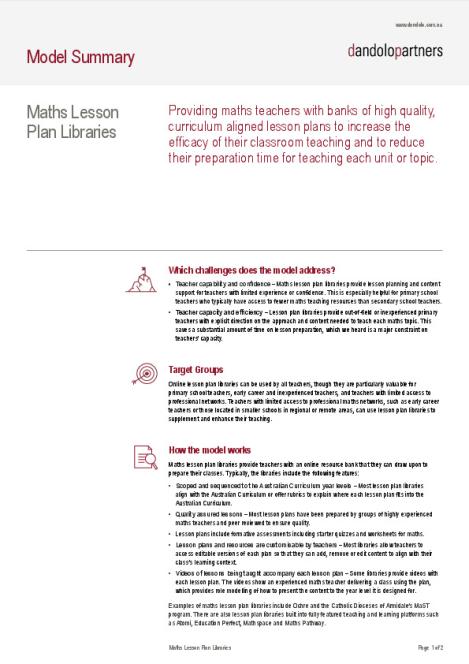 Maths Lesson Plan Libraries - Department of Education, Australian Government